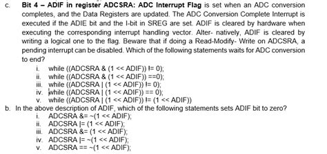 Solved C Bit 4 Adif In Register Adcsra Adc Interrupt Flag