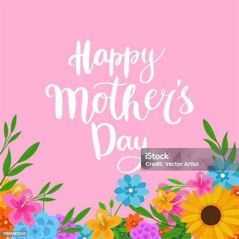 행복한 어머니의 날 현대 서예 텍스트 포스터 카드 템플릿 디자인 꽃 장식 벡터 일러스트의 다양한 개념에 대한 스톡 벡터 아트 및 기타 이미지 Istock