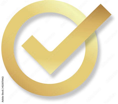 Fototapeta Gold Check Mark Icon With Circle Tick Box Check List