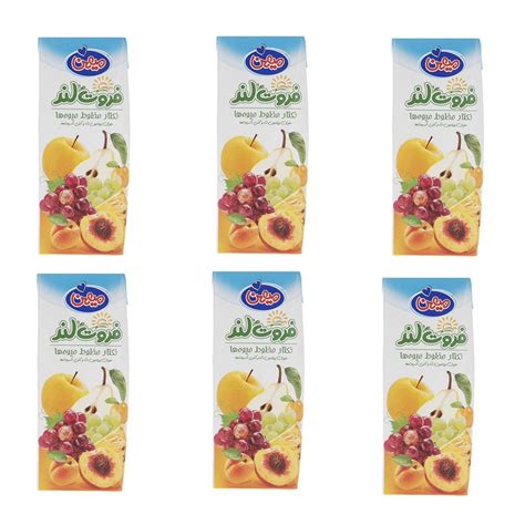 قیمت و خرید آب میوه مخلوط میوه ها میهن 200 میلی لیتر بسته 6 عددی