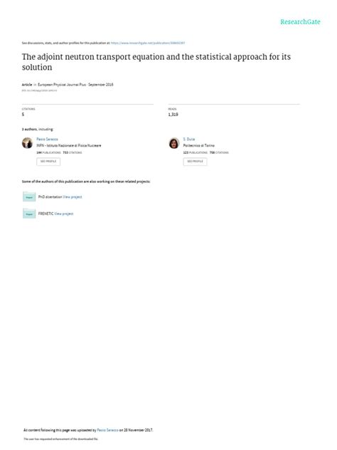 The Adjoint Neutron Transport Equation And The Sta Pdf Monte Carlo