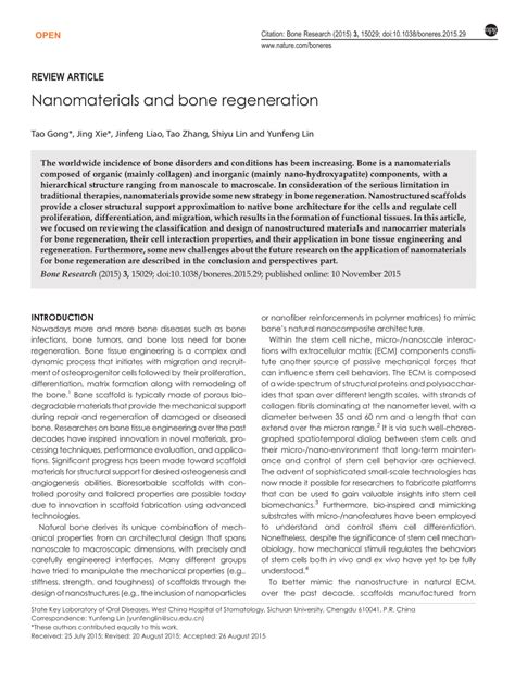 Pdf Nanomaterials And Bone Regeneration