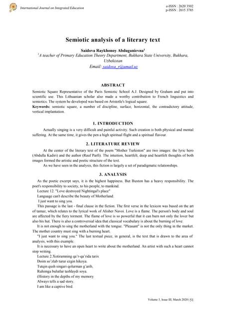 Semiotic Analysis Of A Literary Text Pdf