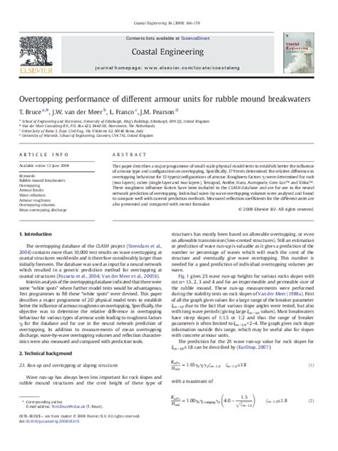Pdf Overtopping Performance Of Different Armour Units For Rubble Mound Breakwaters