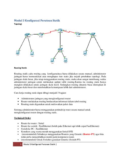 Pdf Bagaimana Konfigurasi Routing Statis Pada Simulator Paket Tracer