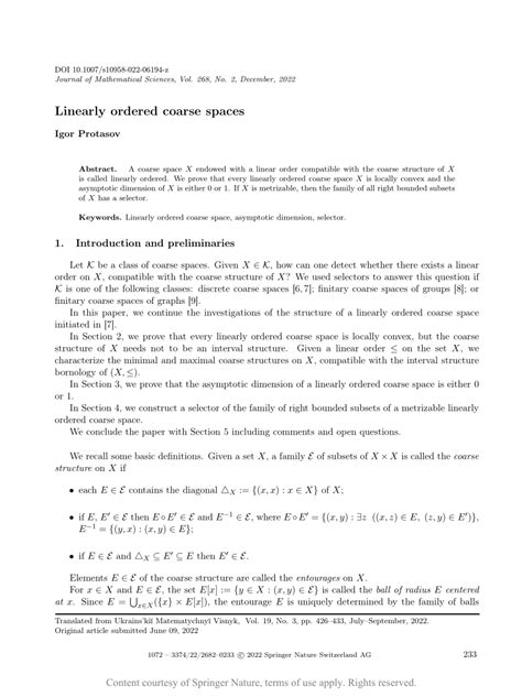 Linearly Ordered Coarse Spaces Request Pdf