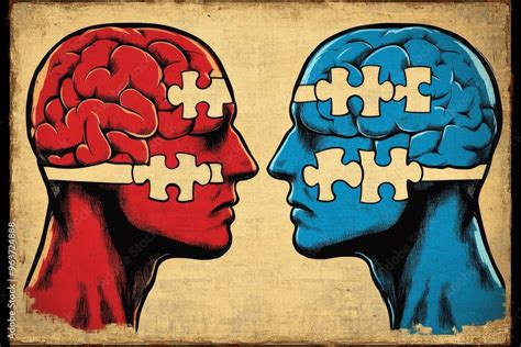 Neuronal Capability Intellect Vintage Style Illustration Of Two