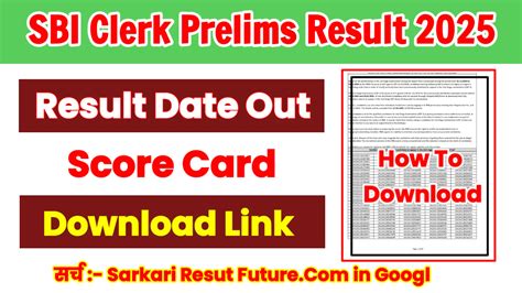 Sbi Clerk Result 2025out Prelims Score Card Check Now Sarkari Result