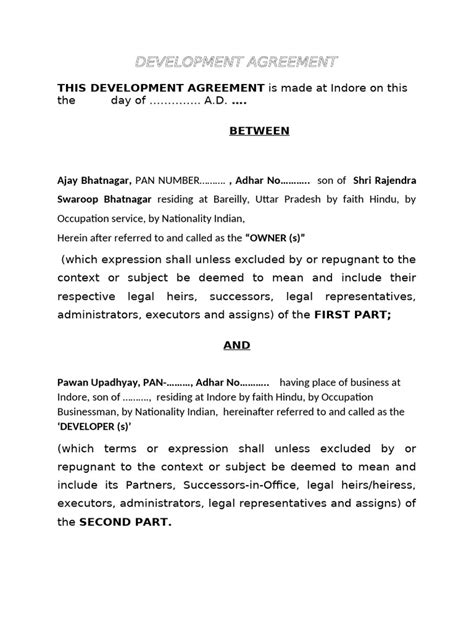 Development Agreement 1 Pdf