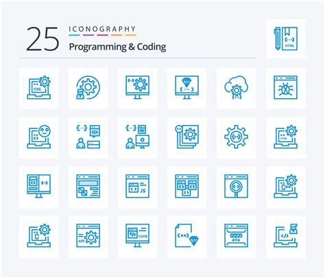 Programming And Coding Blue Color Icon Pack Including Develop Cloud Process Programming
