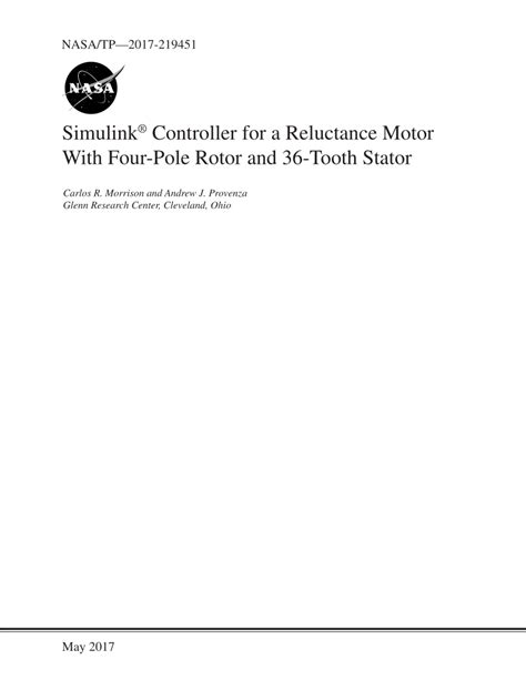 Pdf Simulink Controller For A Reluctance Motor With Four Pole Rotor And 36 Tooth Stator
