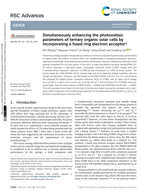 Pdf Simultaneously Enhancing The Photovoltaic Parameters Of Ternary