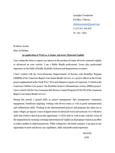 Ayenjika Cover Letter Pdf