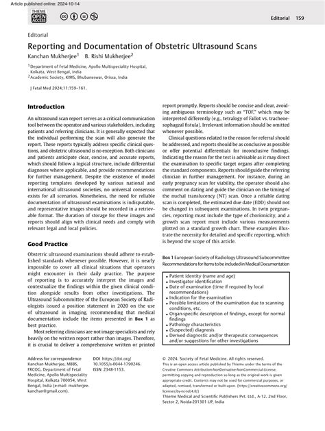 Pdf Reporting And Documentation Of Obstetric Ultrasound Scans