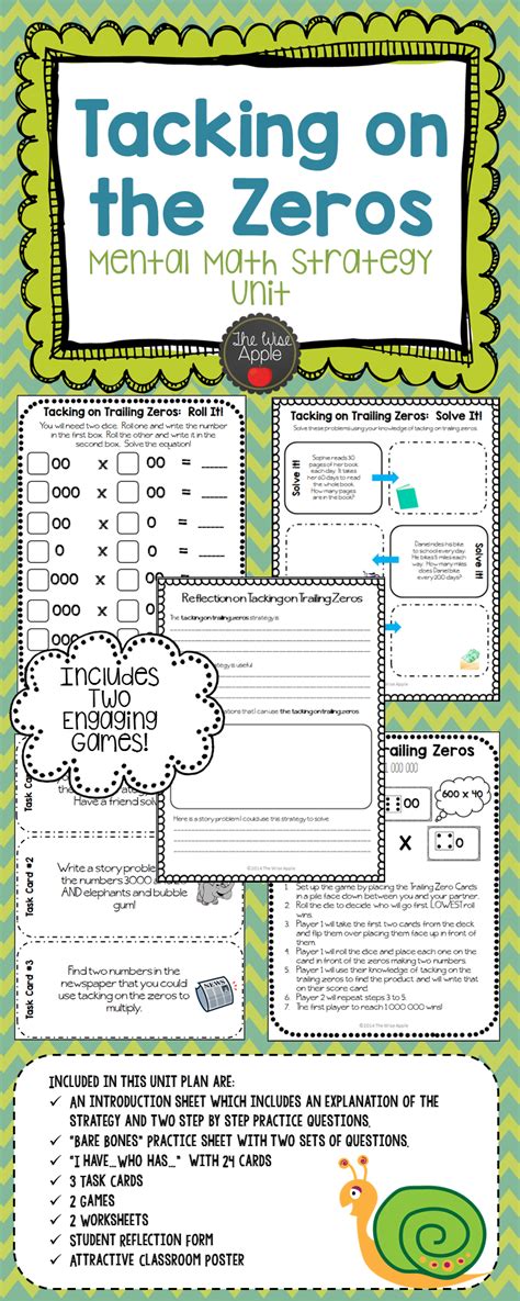 Tacking On The Zeros Annexing A Mental Math Unit Mental Math Math