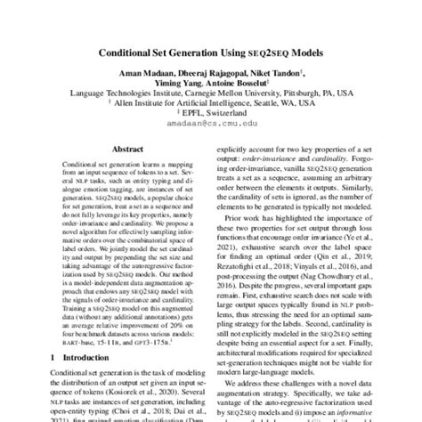 Conditional Set Generation Using Seq2seq Models Acl Anthology