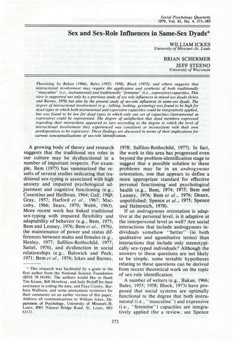 Pdf Sex And Sex Role Influences In Same Sex Dyads