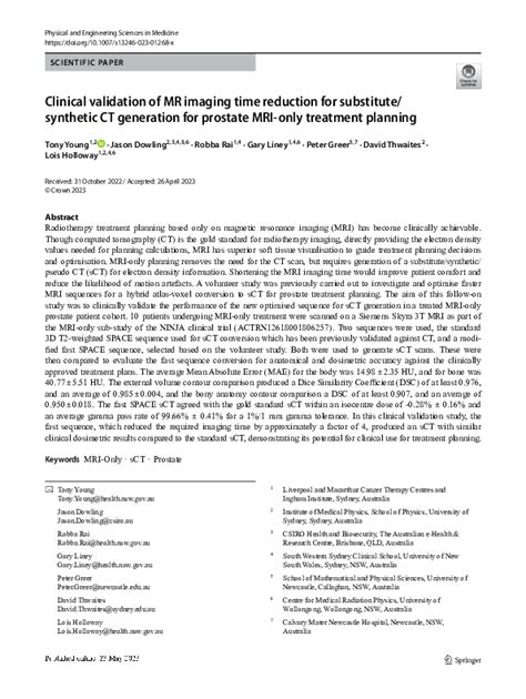 Pdf Clinical Validation Of Mr Imaging Time Reduction For Substitutesynthetic Ct Generation
