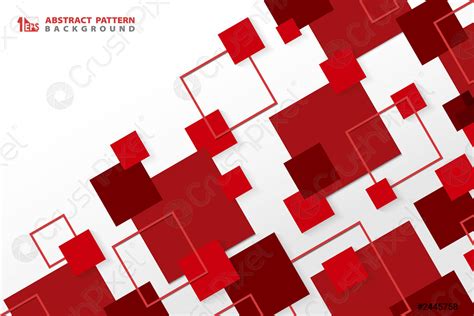 Abstract Technology Modern Red Square Geometric Pattern Background You