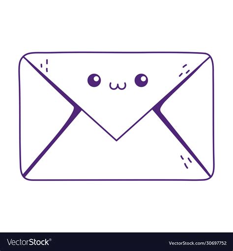 Kawaii Envelope Message Cute Cartoon Isolated Icon