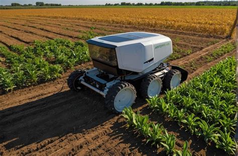 Premium Photo Autonomous Farming Robot In Cultivated Field
