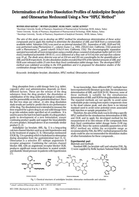 Pdf Determination Of In Vitro Dissolution Profiles Of Amlodipine Besylate And Olmesartan