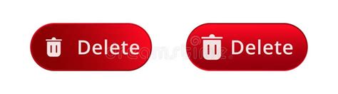 Red Delete Buttons With White Icon And Text For Digital Interface Or Application Use Stock