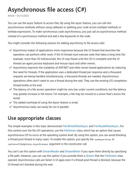 Asynchronous File Access C Microsoft Learn Pdf String Computer Science C Sharp