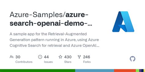 Github Azure Samplesazure Search Openai Demo Csharp A Sample App For The Retrieval Augmented