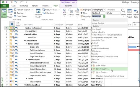Grouping Tasks In Microsoft Project 2013