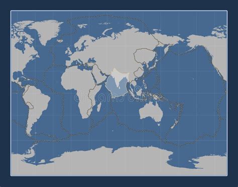 Indian Tectonic Plate Contour Gall Stereographic Boundaries Stock Illustration Illustration
