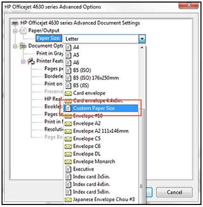 Custom Paper Size After Windows Hp Support Community
