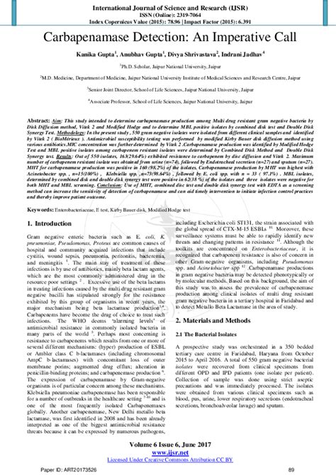 Pdf Licensed Under Creative Commons Attribution Cc By Carbapenamase