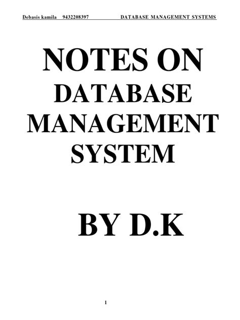 dbms notes pdf databases relational database