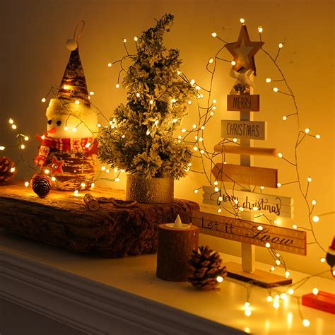 【green Wire Warm White】 Led Firecracker Lights For Christmas Tree Decoration Copper Wire String