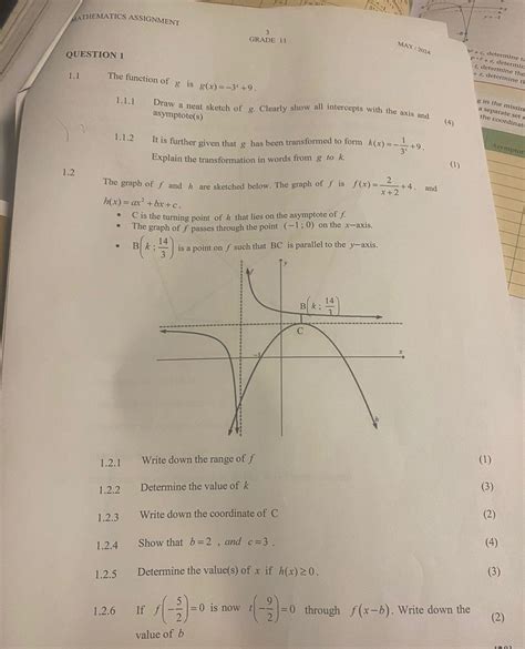solved question 11 1 ﻿the function of g ﻿is g x 3x 9 1 1 1