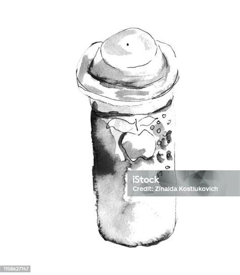 커피 숍에서 흑백 스케치 빈티지 소금 셰이커 수채화 일러스트 흑백 빈티지 0명에 대한 스톡 벡터 아트 및 기타 이미지 0명 그릇 디자인 Istock