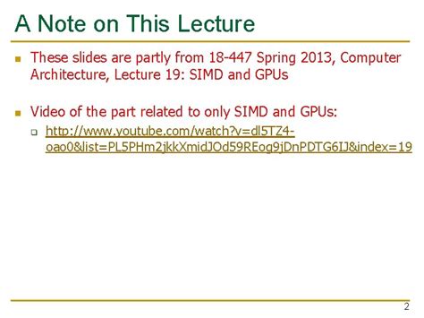 Computer Architecture SIMD And GPUs Part II Prof
