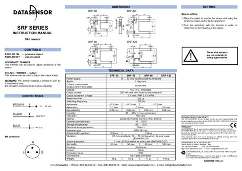 Datasensor Srf Instruction Manual