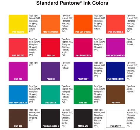 Ink Color Chart 2sticky Tape