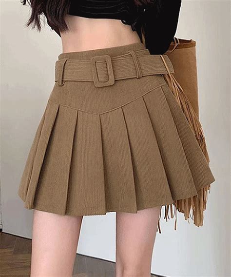 벨트set🤎속바지o 카밀라 코듀로이 벨트 플리츠 주름 테니스 스커트 플레어 골덴 치마 에이블리