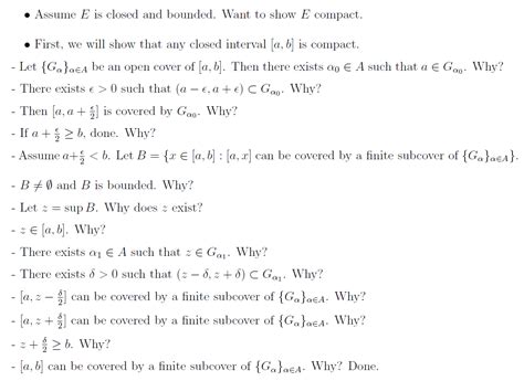 solved heine borel theorem a set ecr is compact iff e is