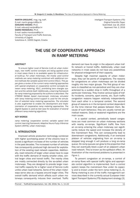 Pdf The Use Of Cooperative Approach In Ramp Metering