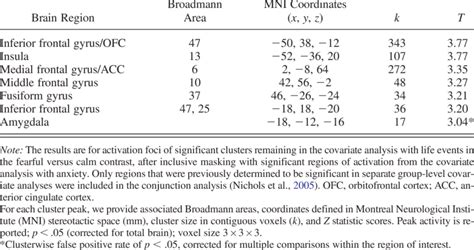 Results Of Voxelwise Conjunction Analysis Download Table