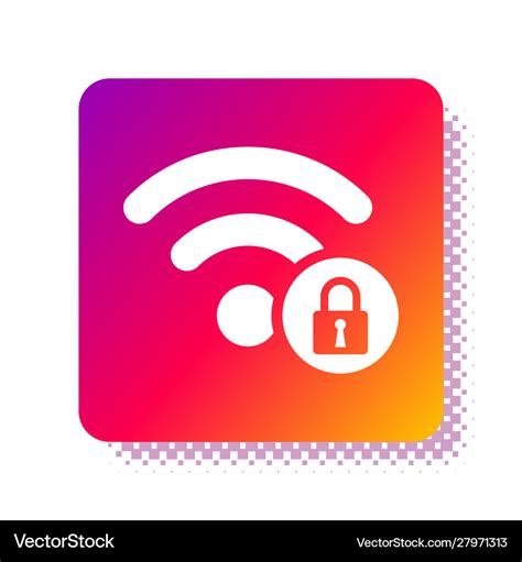 White Wifi Locked Sign Icon Isolated On Royalty Free Vector