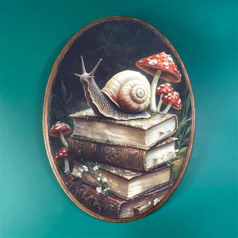 Bookish Snail Wooden Decor Fairytale Fantasy Vintage Style Wood