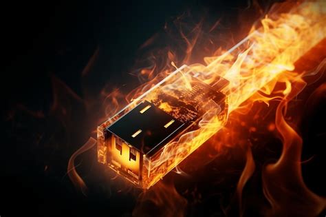 Premium Ai Image Burning Flash Drive Data Destruction Concept