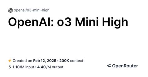 Openai O3 Mini High Run With An Api Openrouter