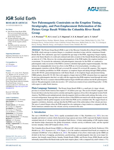 New Paleomagnetic Constraints On The Eruption Timing Stratigraphy And Post‐emplacement