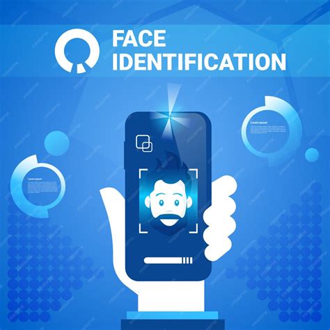 Premium Vector Hand Hold Smart Phone Face Identification Technology Scannig Man Access Control